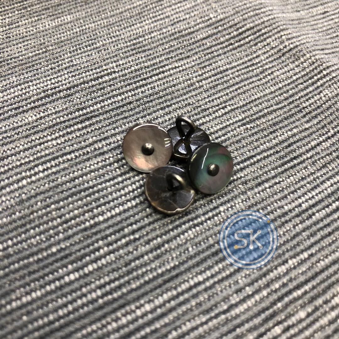 (3 pieces set) 10mm MOP black shell button with metal shank – Your Buttons